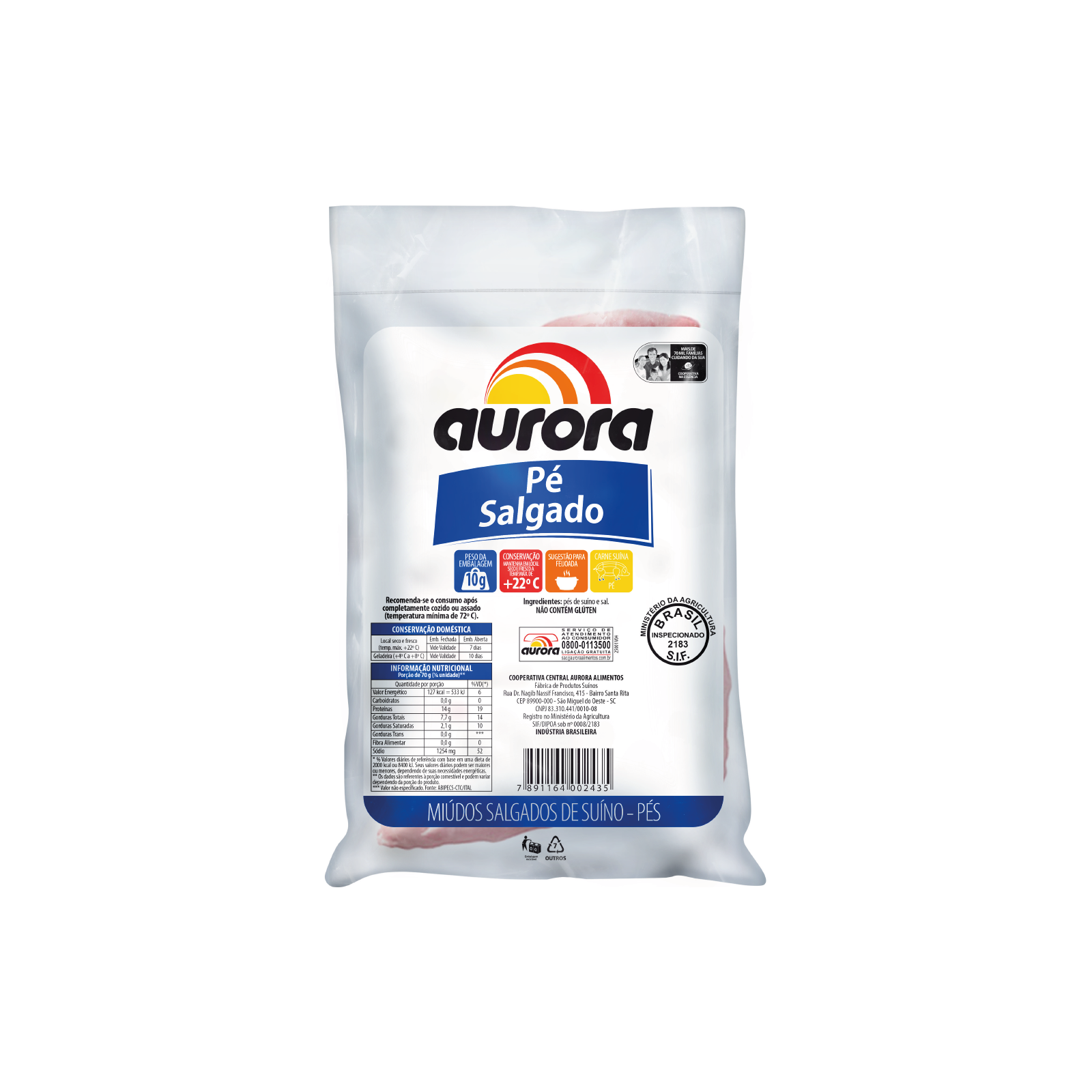 Pé em embalagem porcionada | Aurora, a gente faz com gosto tudo que você gosta.