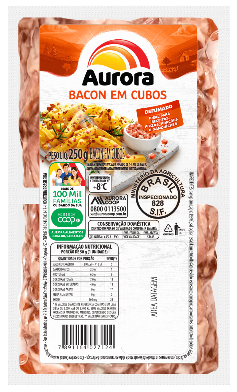 Bacon em Cubos Porcionado 250g Aurora | Aurora, a gente faz com gosto ...